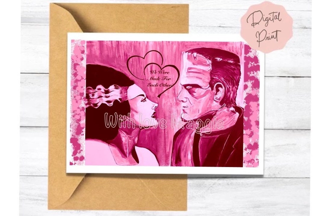 Frankenstein Valentine Bride of Frankenstein Valentine Card Digital ...
