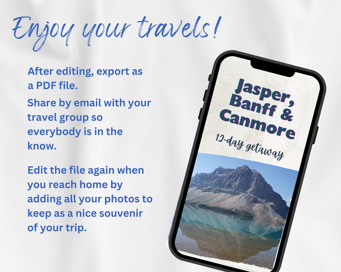 Jasper, Banff & Canmore Travel Itinerary Template, Hyperlinked Travel ...