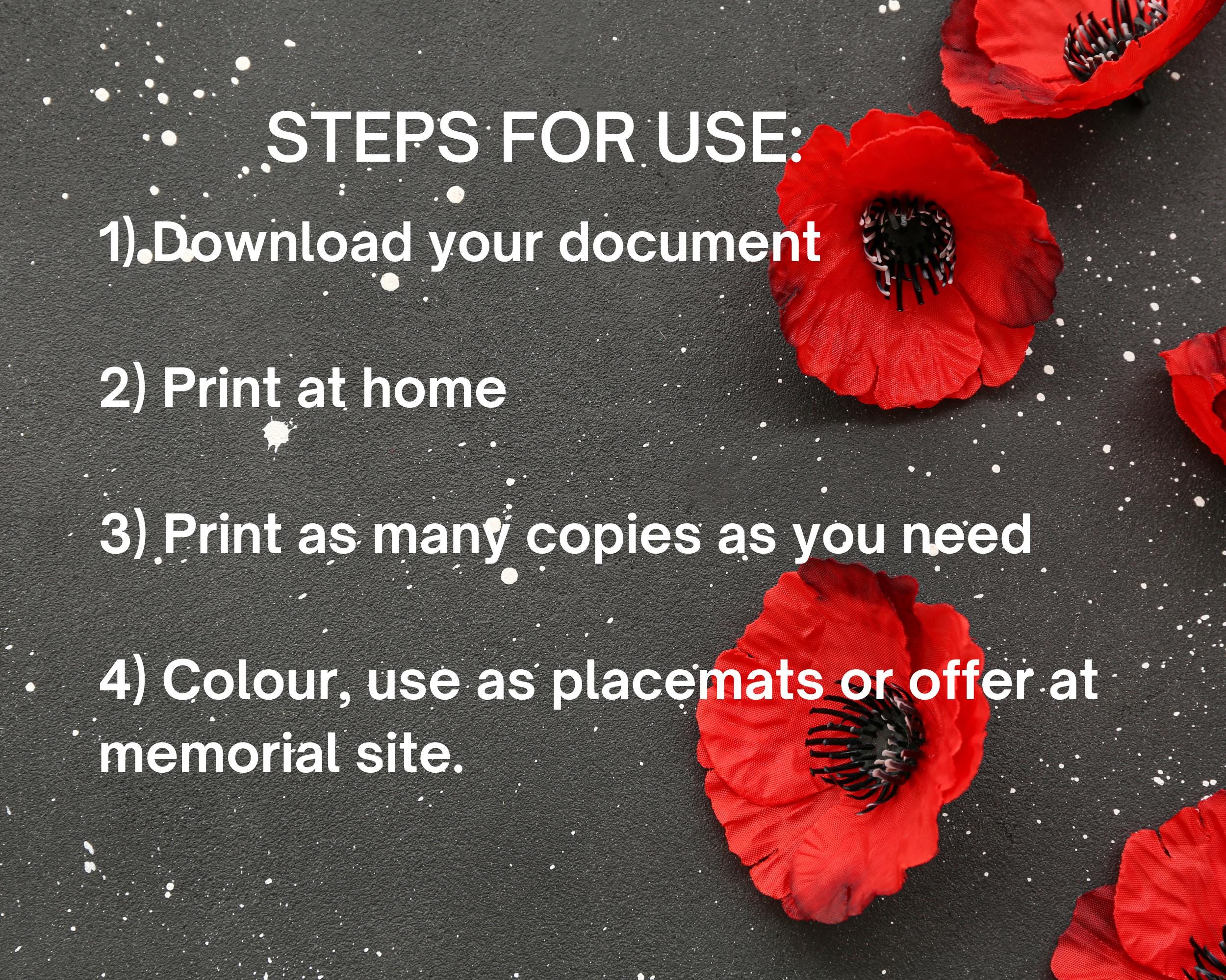 Remembrance Day Colouring Pages, Memorial Day Placements, Fall ...
