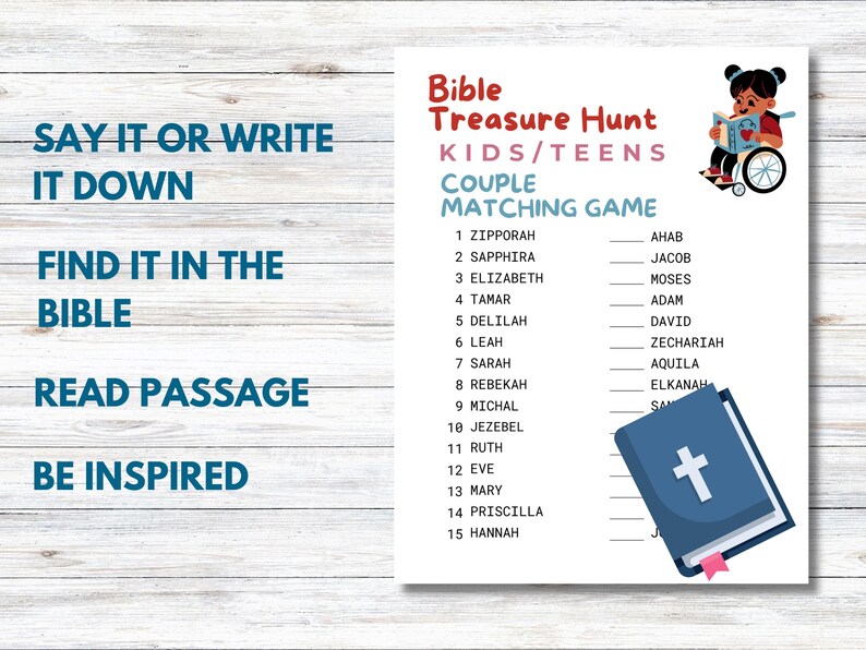 Bible Couples Matching Game, Christian Couples Memory Game, Scripture ...