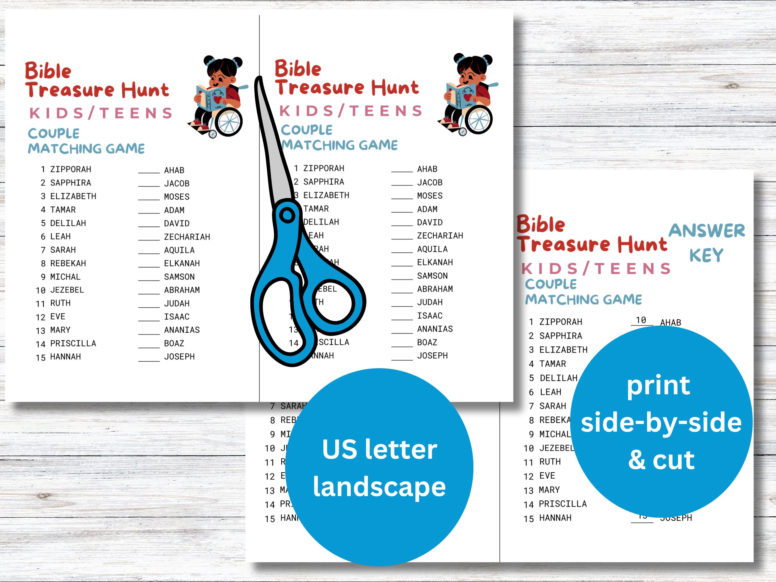 Bible Couples Matching Game, Christian Couples Memory Game, Scripture ...