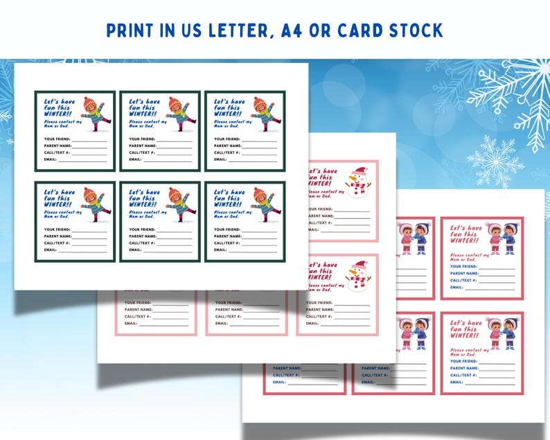 Playdate Invitation Cards, Kids Business Cards, Kids Calling Cards ...