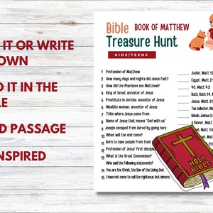 Book of Matthew Treasure Hunt, Bible Game for Kids, Teens, Adults and ...
