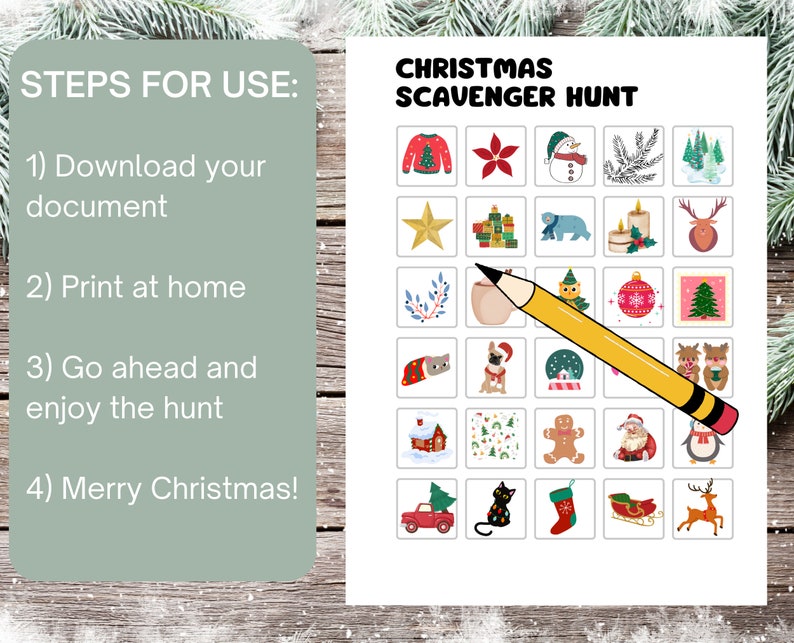 Christmas Scavenger Hunt for Kids, Indoor and Outdoor Hunt, Advent ...