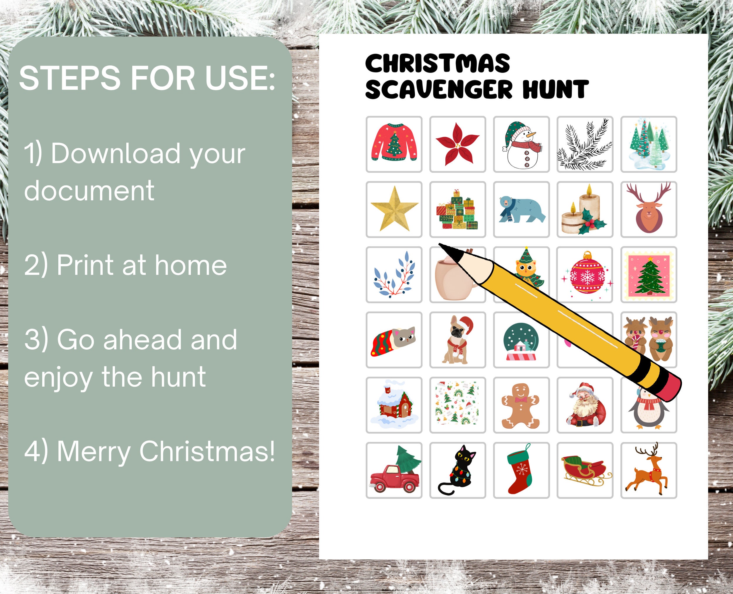 Christmas Scavenger Hunt for Kids, Indoor and Outdoor Hunt, Advent ...