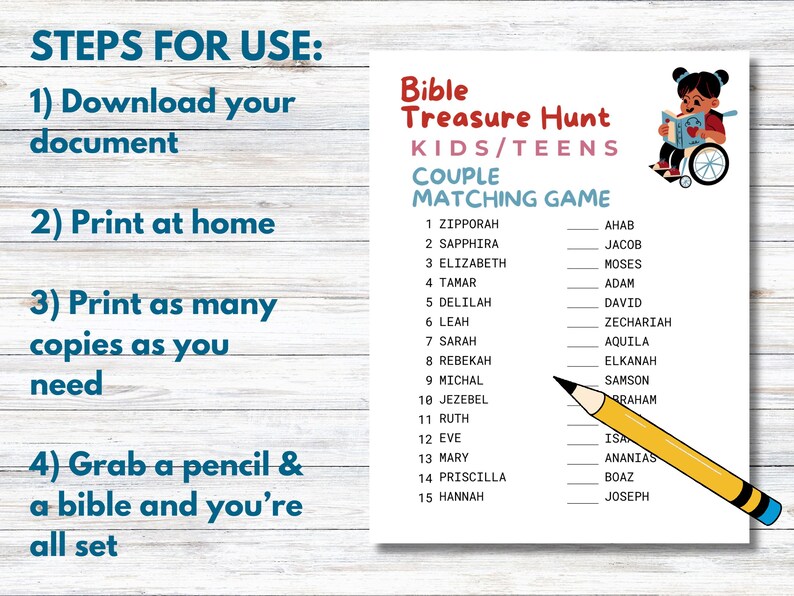 Bible Couples Matching Game, Christian Couples Memory Game, Scripture ...