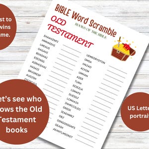 Old Testament Bible Word Scramble, Books of the Bible, Bible Activity ...