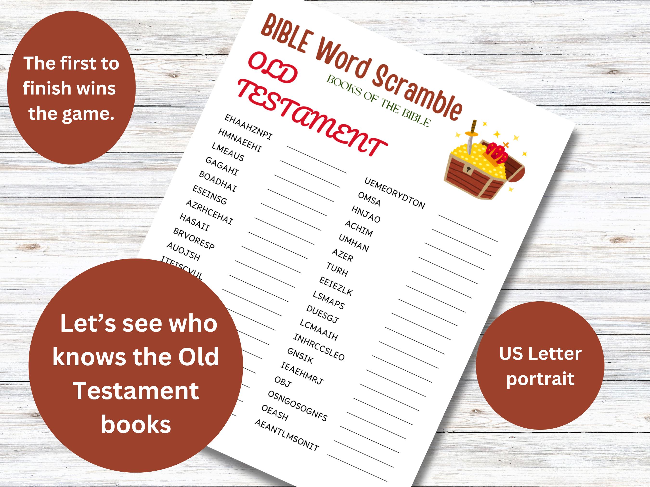 Bible Word Scramble, Bible Activity for Kids, Teens Adults, Old ...