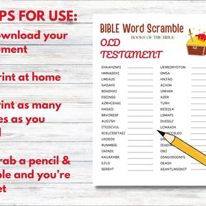 Bible Word Scramble, Bible Activity for Kids, Teens Adults, Old ...