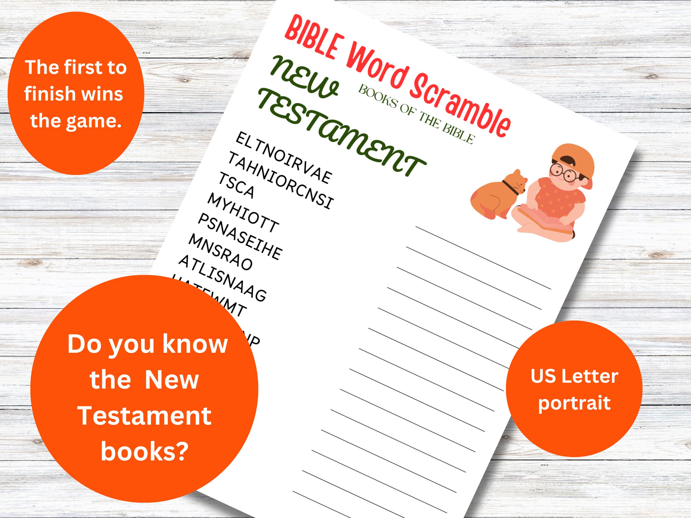 New Testament Bible Word Scramble, Bible Game for Families, Teens and ...