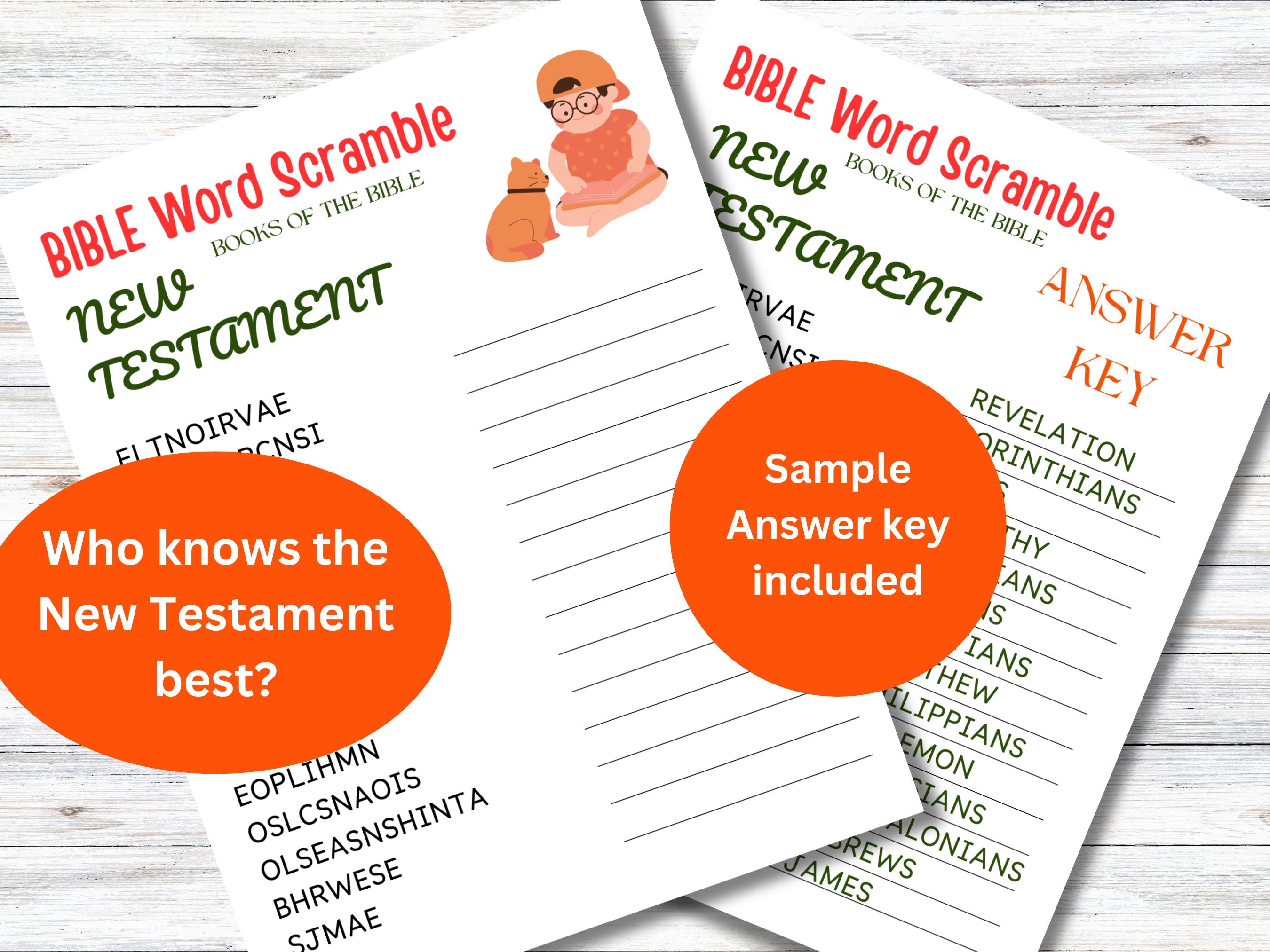 New Testament Bible Word Scramble, Bible Game for Families, Teens and ...