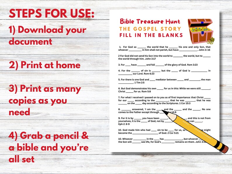 Bible Fill in the Blanks, Bible Activity for Kids, Teen, Adults ...