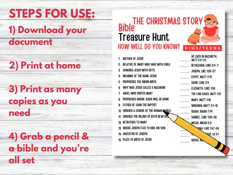 The Christmas Story, Bible Game for Kids & Teens, Bible Riddle, Bible ...