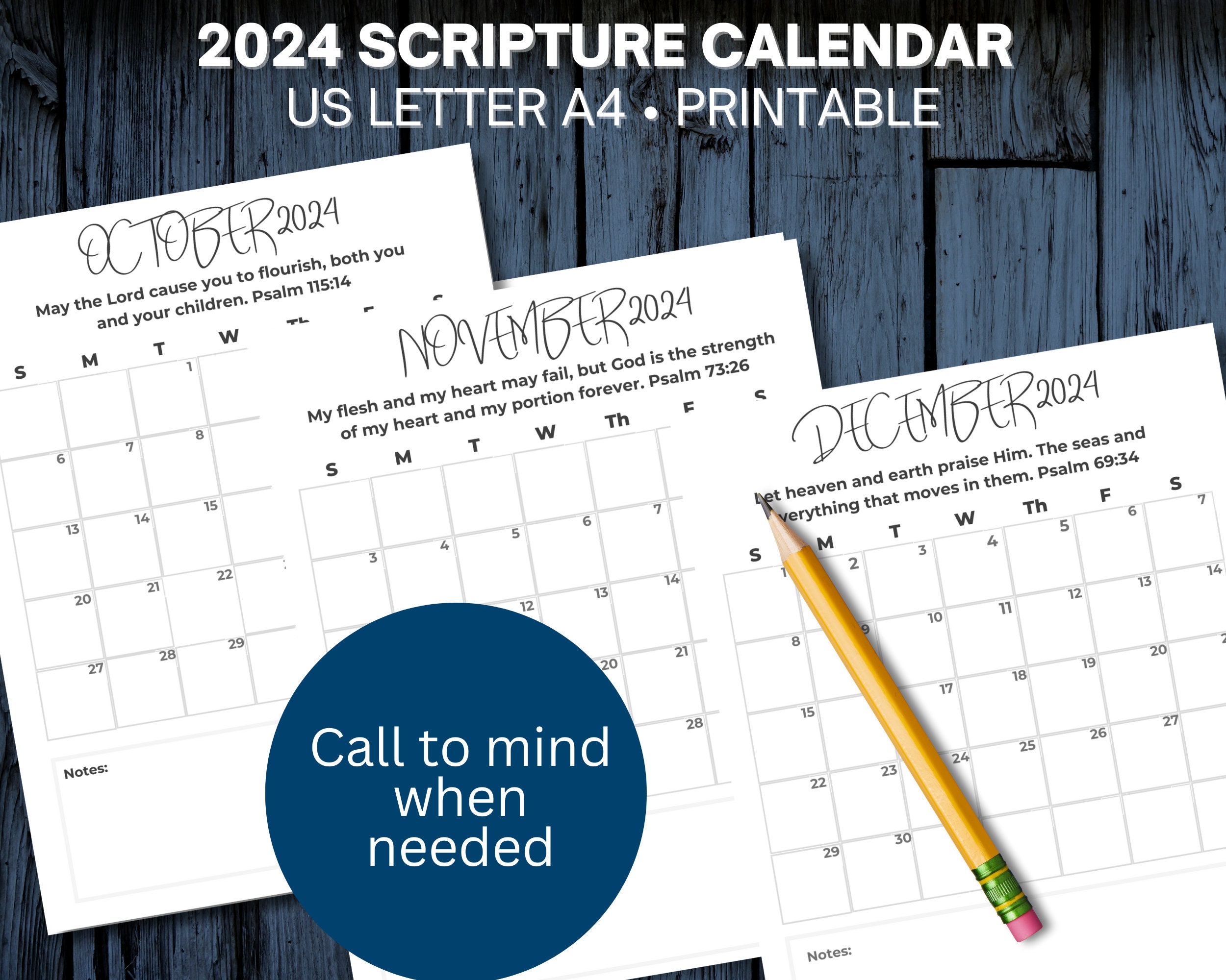 2024 Scripture Calendar, 2024 Bible Verse Calendar, Minimalist Design ...