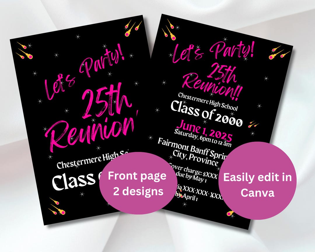 Class Reunion Invitation Template, Class Reunion Invite, Printable or ...