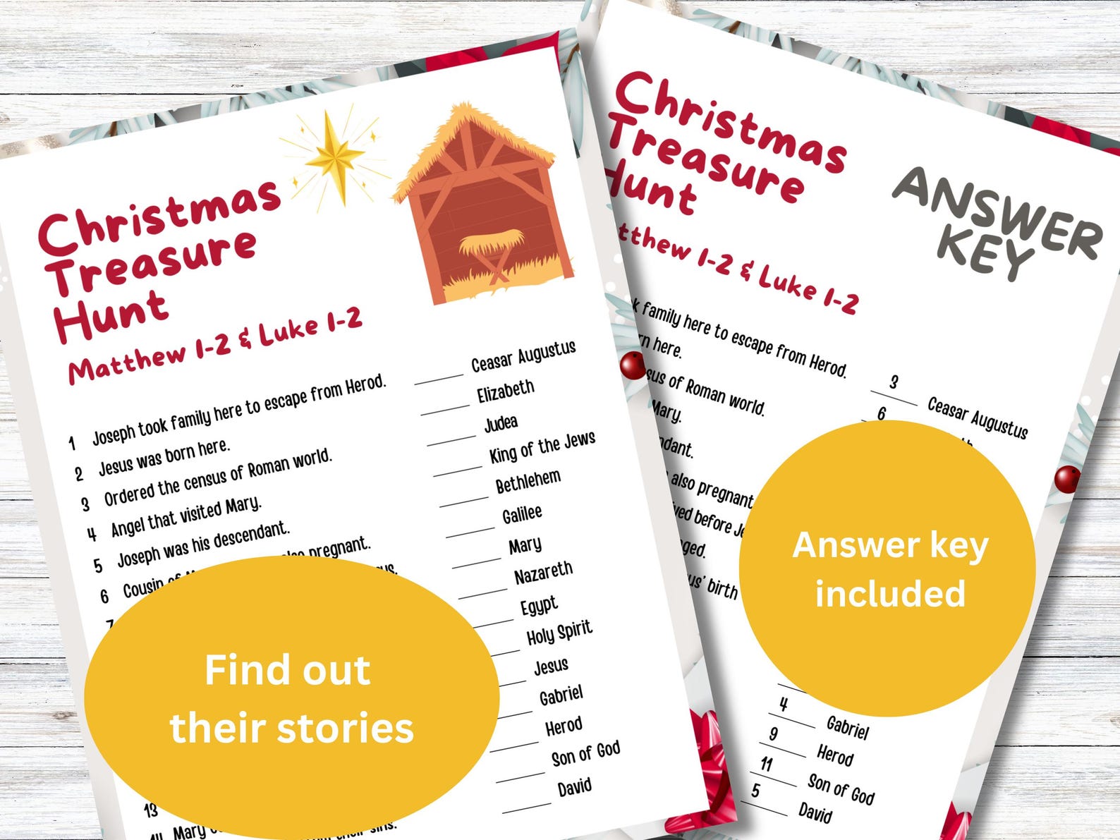 Christmas Trivia Quiz, Bible Treasure Hunt, Bible Scavenger Hunt ...