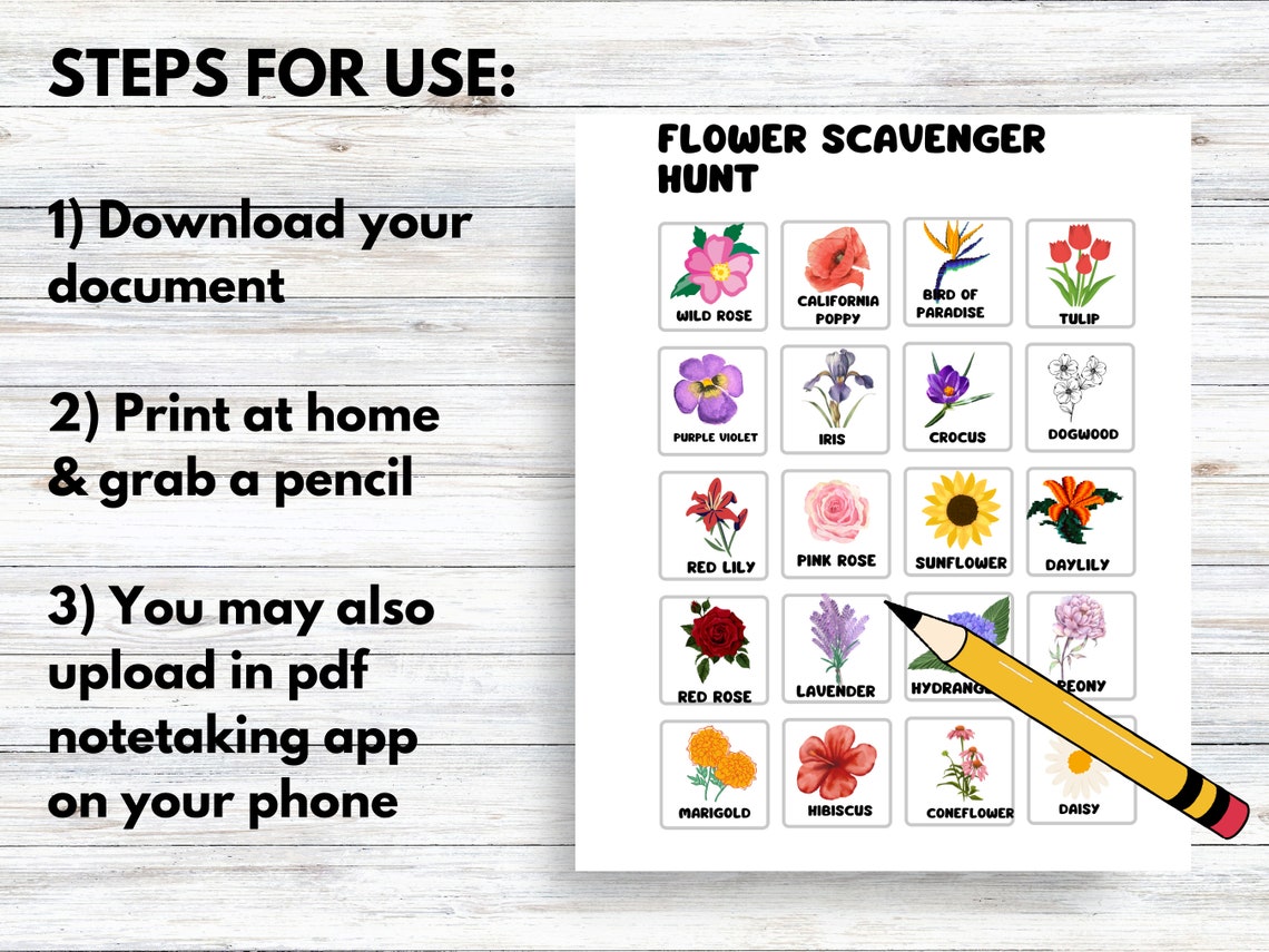 Flower Scavenger Hunt, Summer Game Kids & Teens, Walk Around the ...