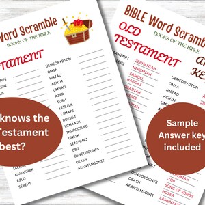 Old Testament Bible Word Scramble, Books of the Bible, Bible Activity ...