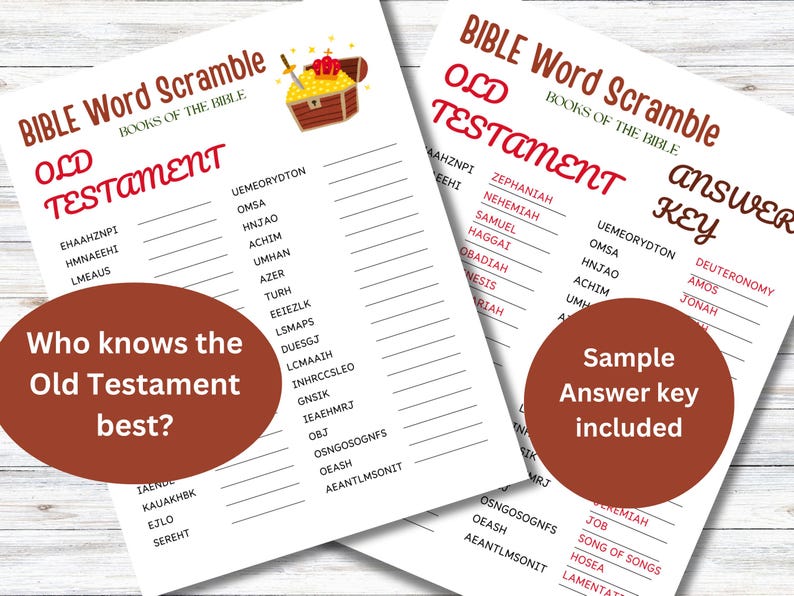 Bible Word Scramble, Bible Activity for Kids, Teens Adults, Old ...