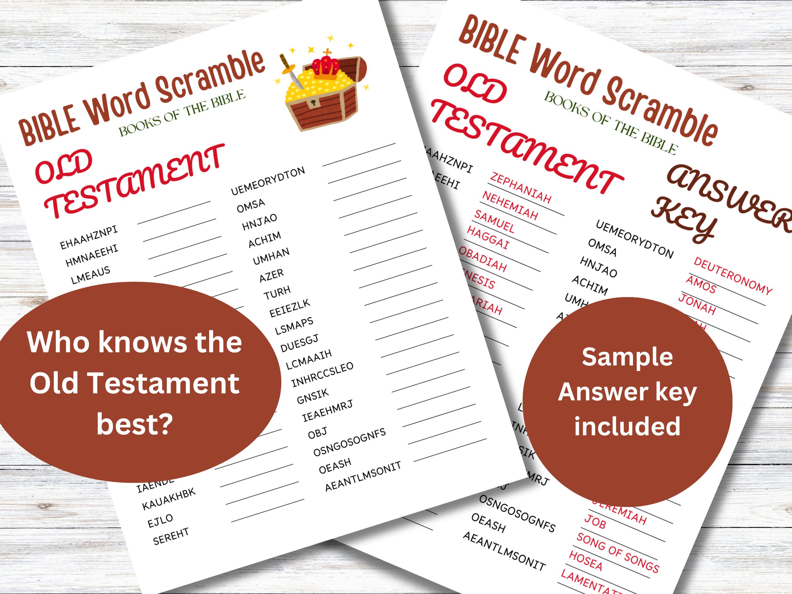 Bible Word Scramble, Bible Activity for Kids, Teens Adults, Old ...