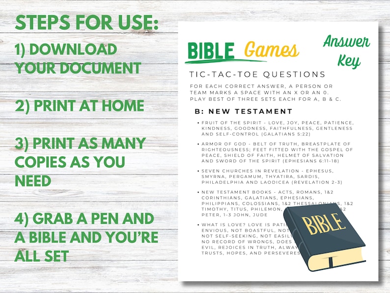 Bible Tic Tac Toe, Bible Game for Families, Teens, Adults and All Ages ...