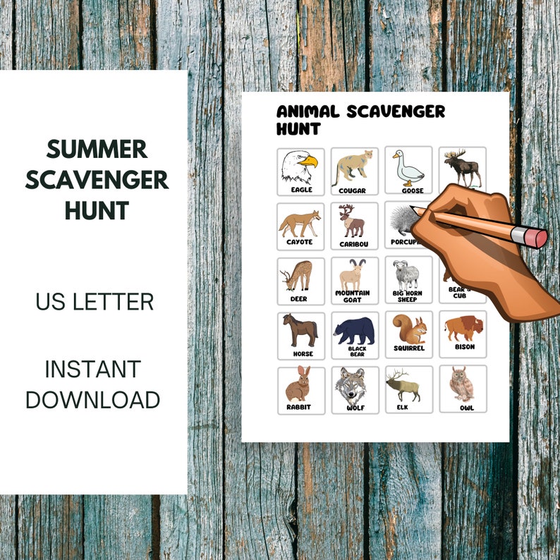 Summer Scavenger Hunt, Activity for Kids and Teens, Wildlife Scavenger ...