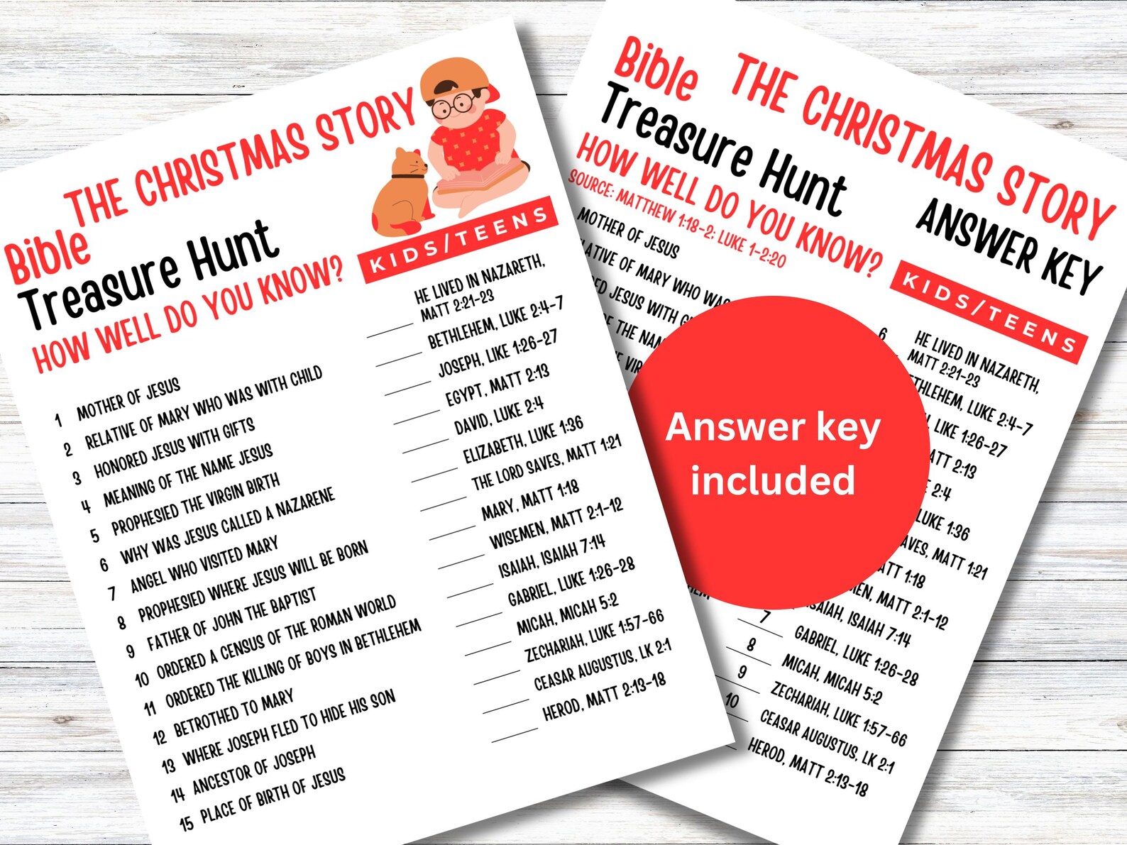 The Christmas Story, Bible Game for Kids & Teens, Bible Riddle, Bible ...