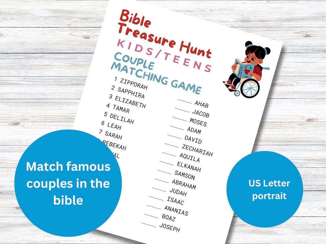 Bible Couples Matching Game, Christian Couples Memory Game, Scripture ...