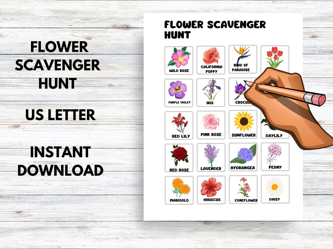 Flower Scavenger Hunt, Summer Game Kids & Teens, Walk Around the ...