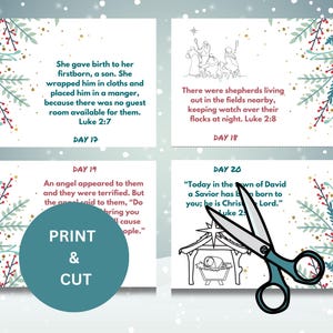 Advent Scripture Cards, Christmas Story Cards, Nativity Calendar ...