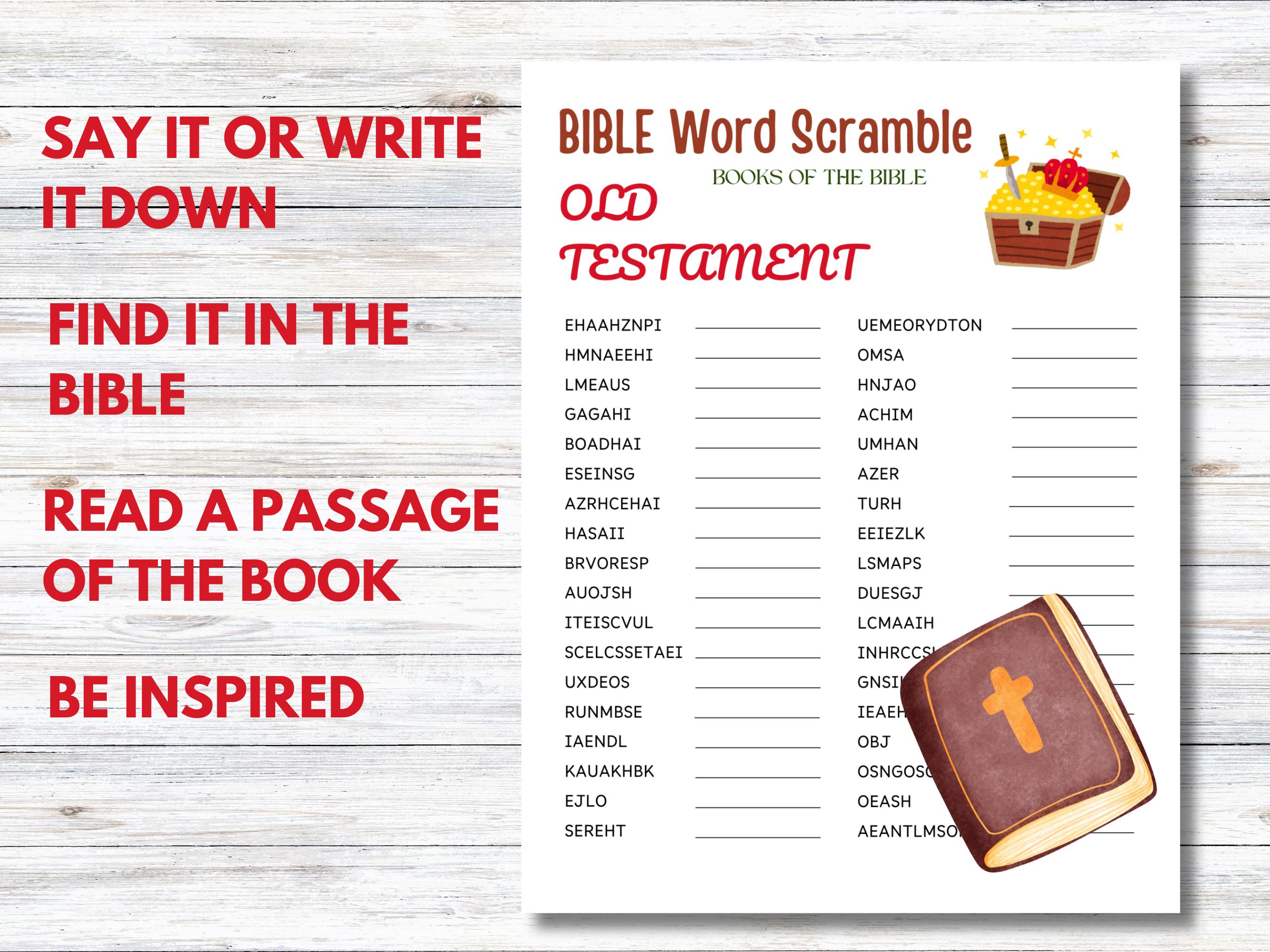 Bible Word Scramble, Bible Activity for Kids, Teens Adults, Old ...
