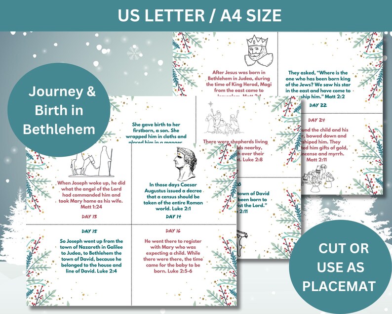 Advent Scripture Cards, Christmas Story Cards, Nativity Calendar ...