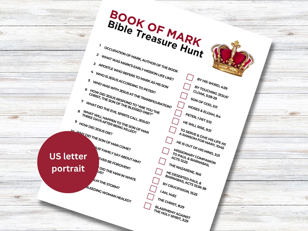 Book of Mark Treasure Hunt, Gospel of Mark, Bible Game for Kids, Teens ...