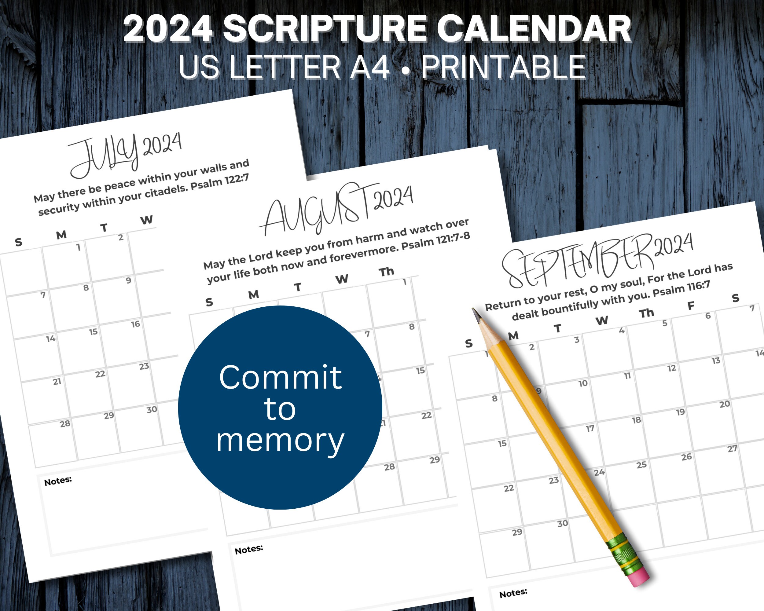 2024 Scripture Calendar, 2024 Bible Verse Calendar, Minimalist Design ...