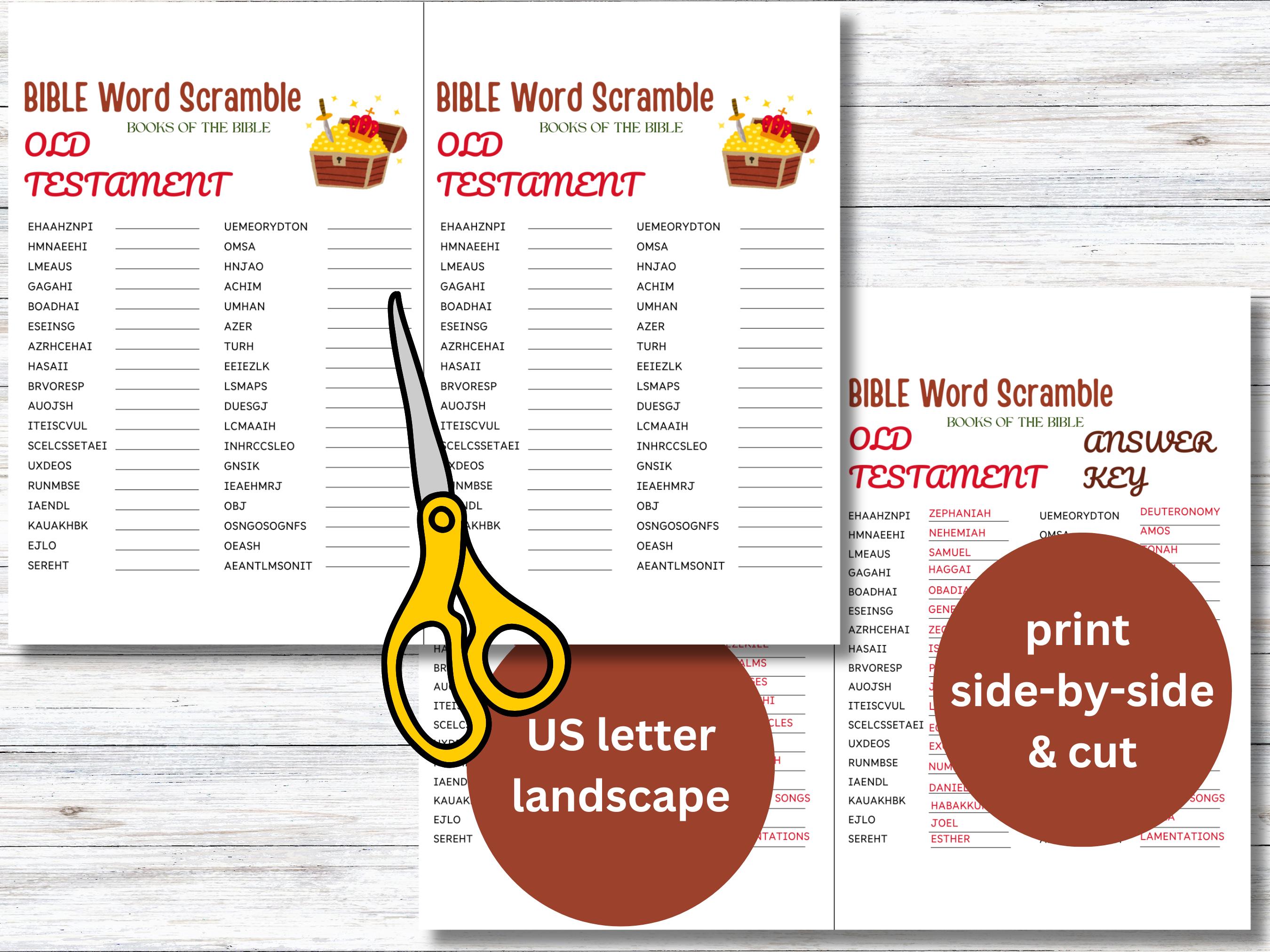 Bible Word Scramble, Bible Activity for Kids, Teens Adults, Old ...