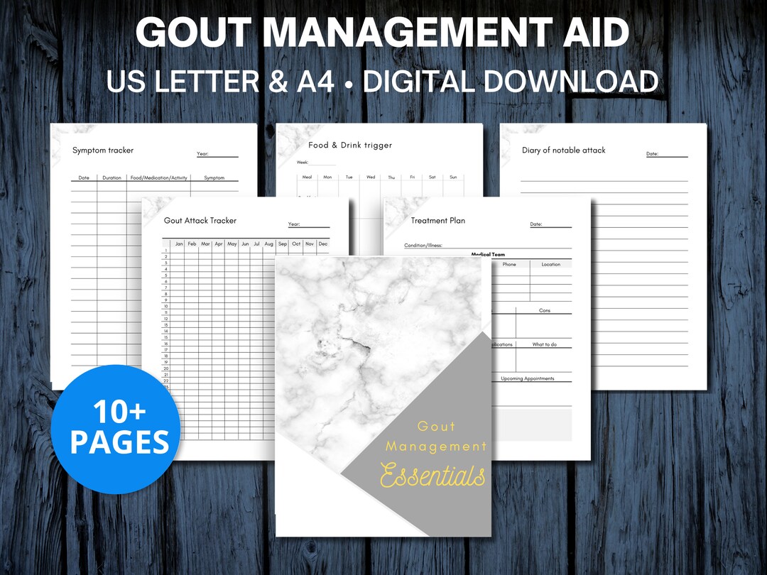 Gout Management Aid, Gout Attack Tracker, Symptom Tracker, Gout Diary, Gout Treatment Plan, Gout ...