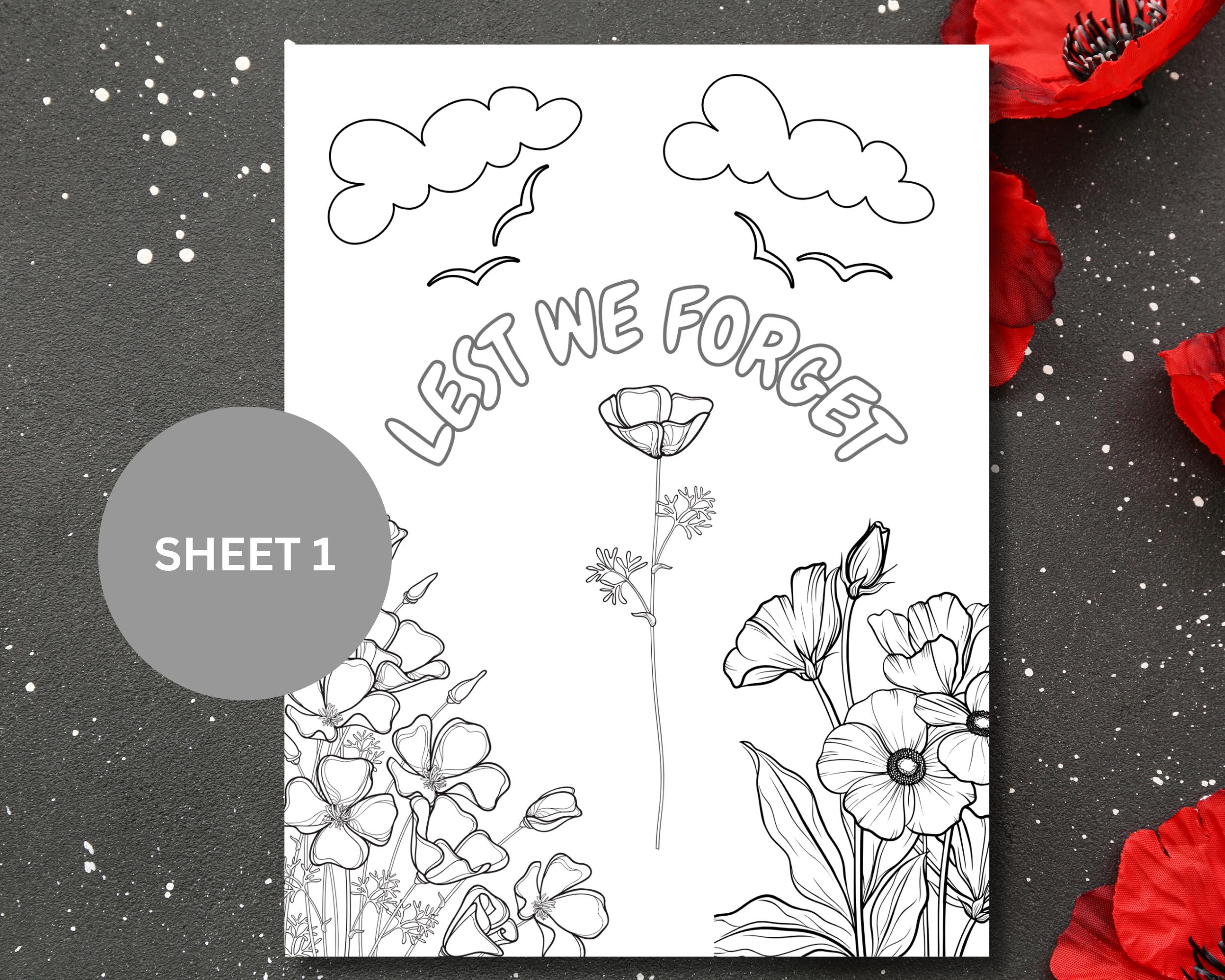 Remembrance Day Colouring Pages, Memorial Day Placements, Fall ...