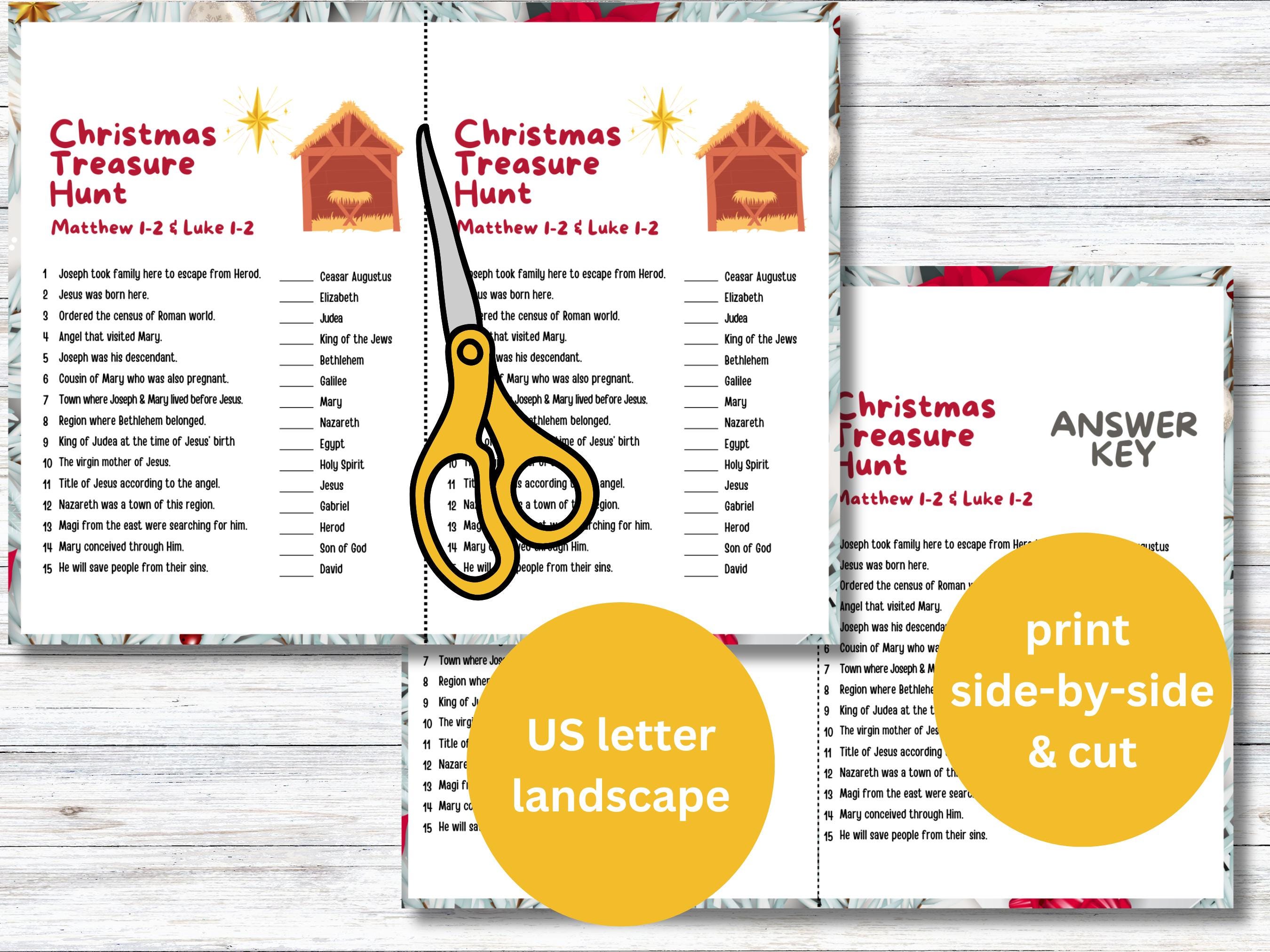 Christmas Trivia Quiz, Bible Treasure Hunt, Bible Scavenger Hunt ...