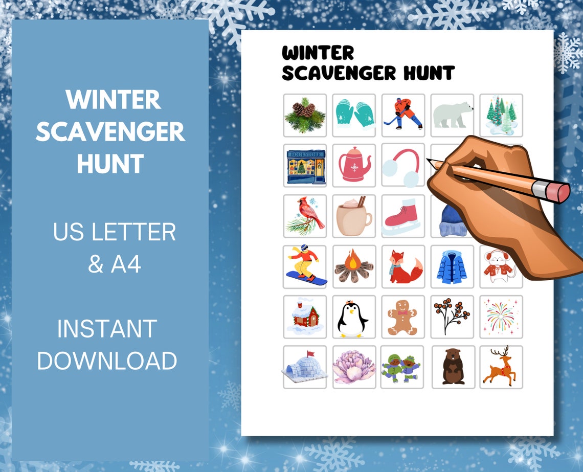 Winter Scavenger Hunt for Kids and Teens Winter Games Winter - Etsy