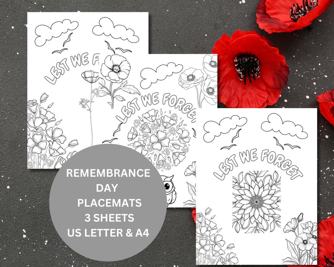 Remembrance Day Colouring Pages, Memorial Day Placements, Fall ...