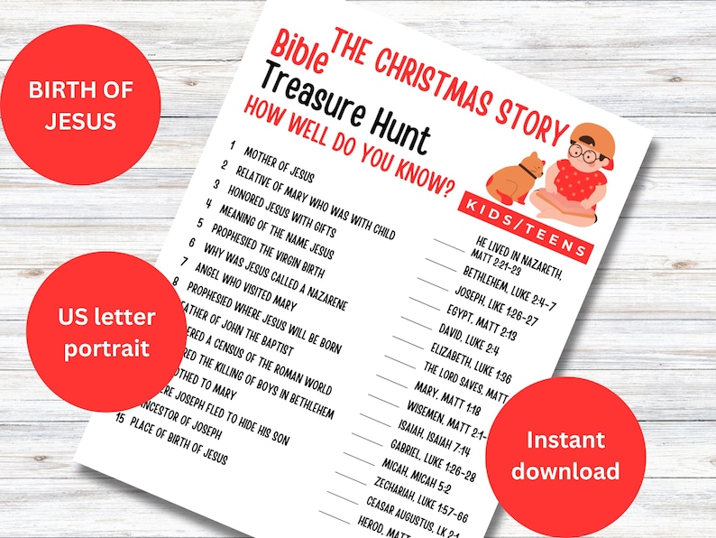 The Christmas Story, Bible Game for Kids & Teens, Bible Riddle, Bible ...