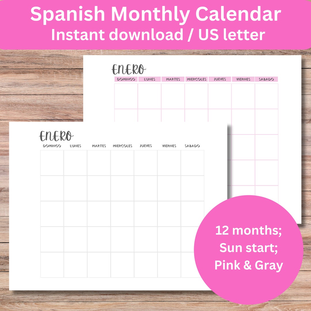 Calendario Espanol, Spanish Calendar, Blank Monthly Calendar ...