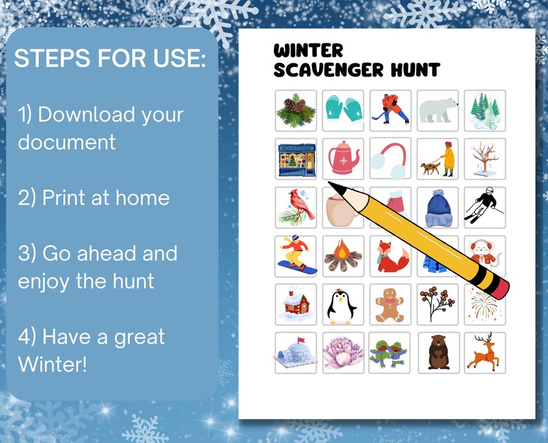 Winter Scavenger Hunt for Kids and Teens, Winter Games, Winter ...