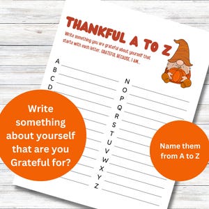 Thanksgiving A to Z, Printable Thanksgiving Game, Family Thanksgiving ...