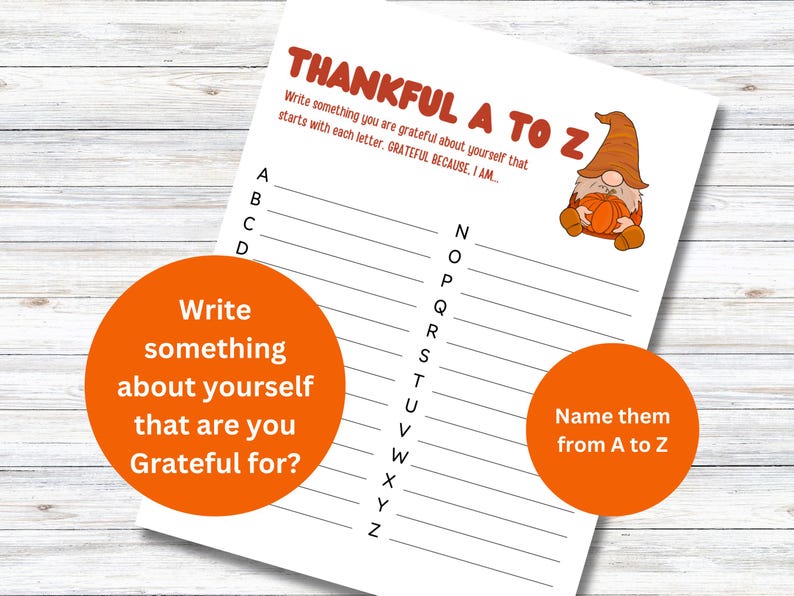 Thanksgiving A to Z, Printable Thanksgiving Game, Family Thanksgiving ...