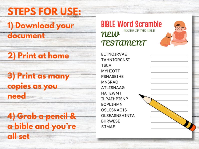 Bible Word Scramble, Bible Game for Kids, Teens and Adults, New ...