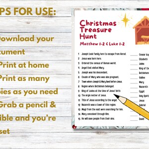 Christmas Trivia Quiz, Bible Treasure Hunt, Bible Scavenger Hunt ...