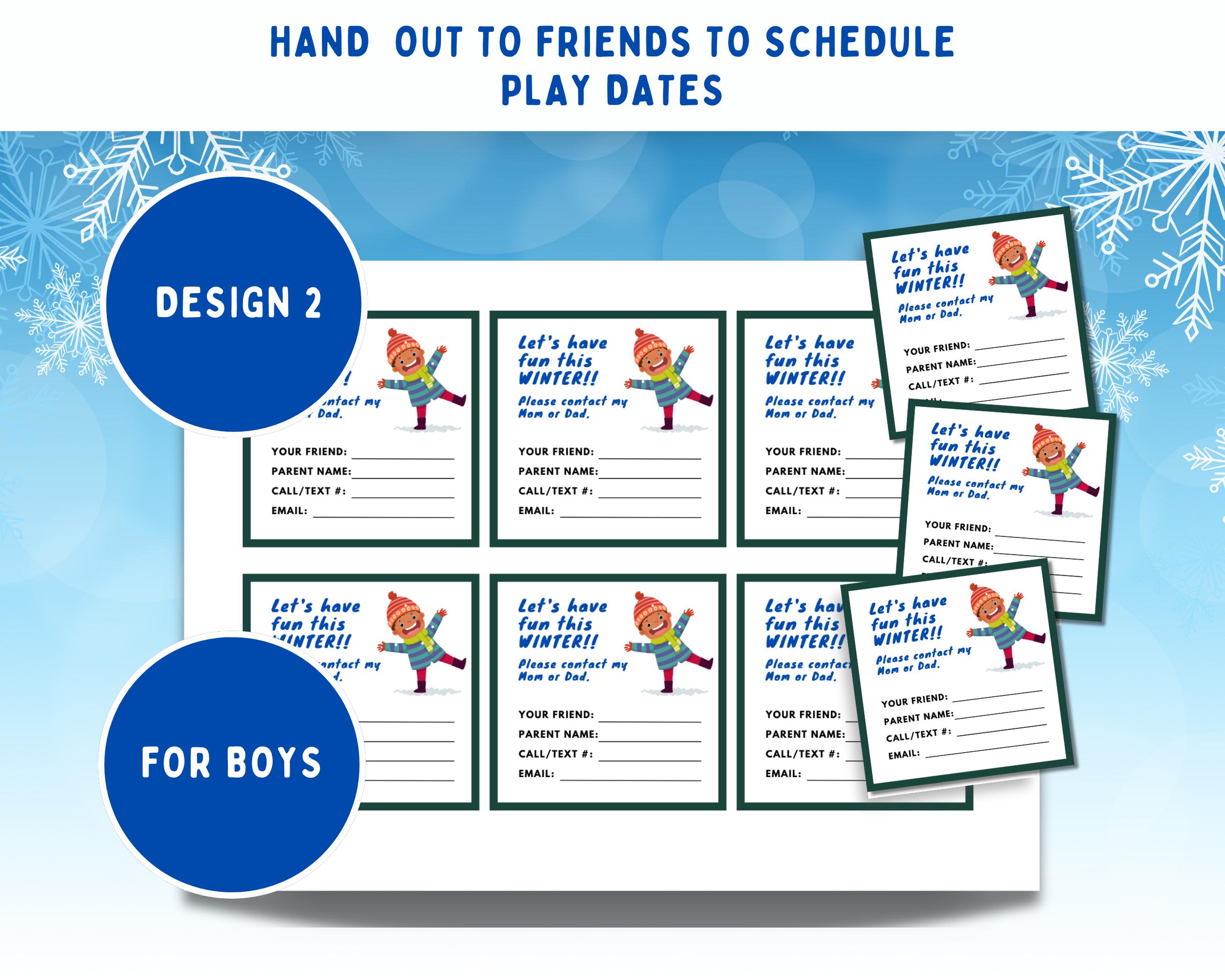 Playdate Invitation Cards, Kids Business Cards, Kids Calling Cards ...