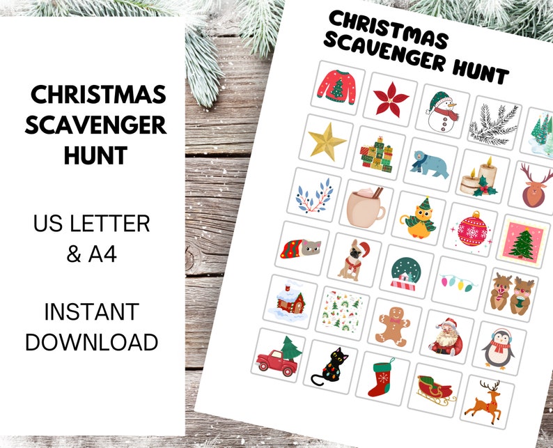 Christmas Scavenger Hunt for Kids, Indoor and Outdoor Hunt, Advent ...
