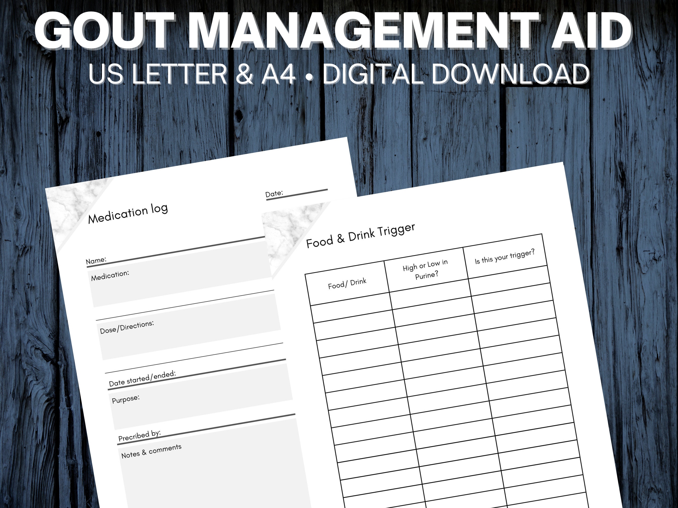 Gout Management Aid, Gout Attack Tracker, Symptom Tracker, Gout Diary ...